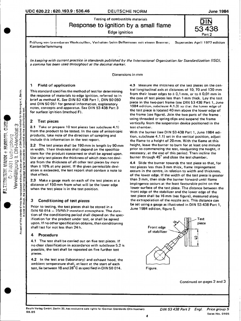 DIN 53438 - en - 1984-06-01 - 13160 | PDF | Combustion | Chemical Processes