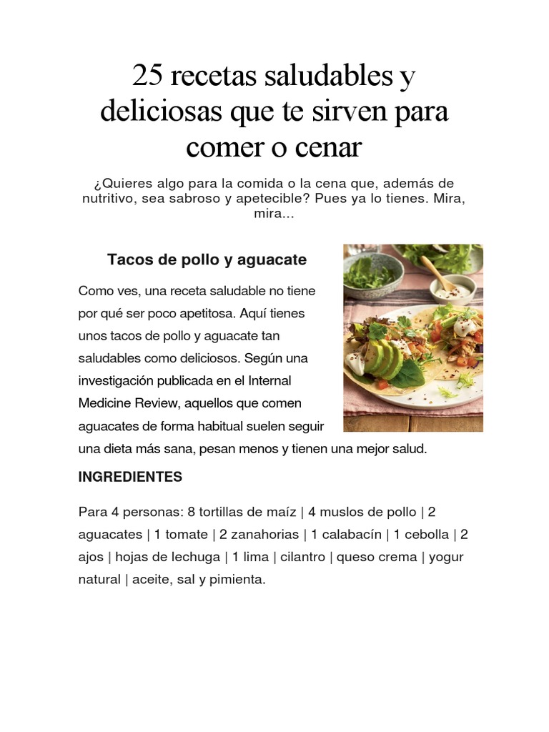 25 Recetas Saludables y Deliciosas Que Te Sirven para Comer o Cenar ...