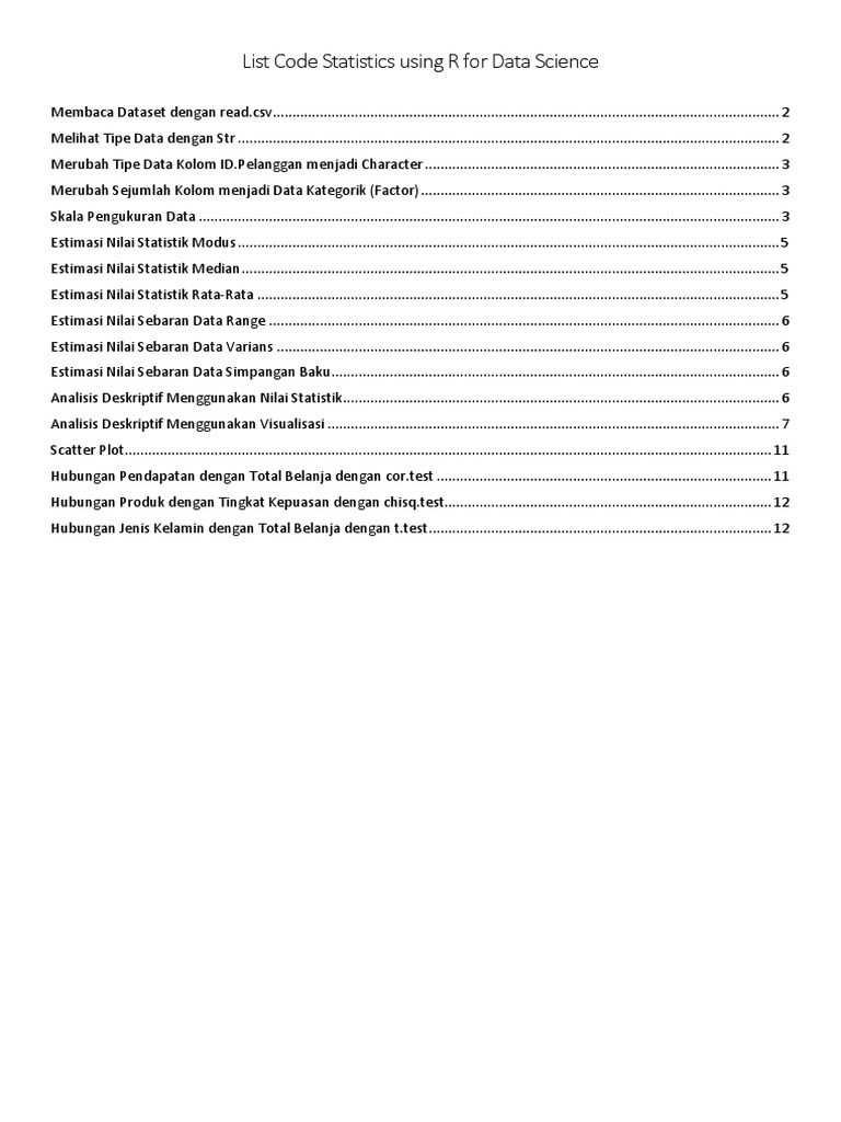 Statistik Dasar dengan R untuk Data Science | PDF