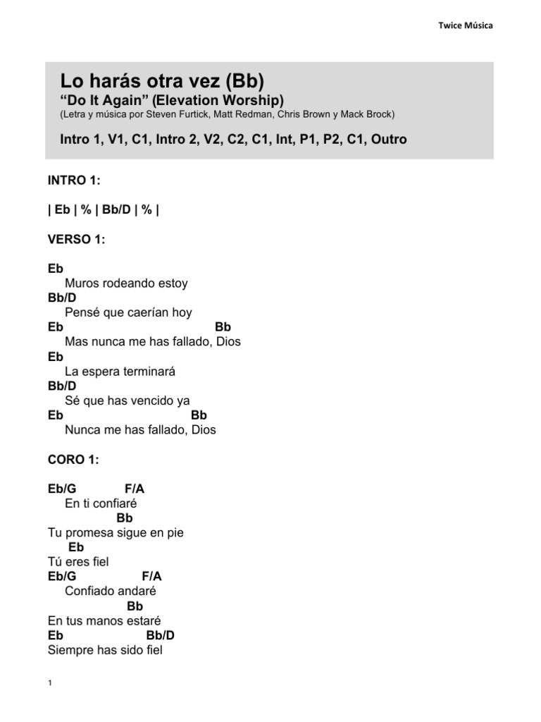 Lo Haras Otra Vez Acordes | PDF