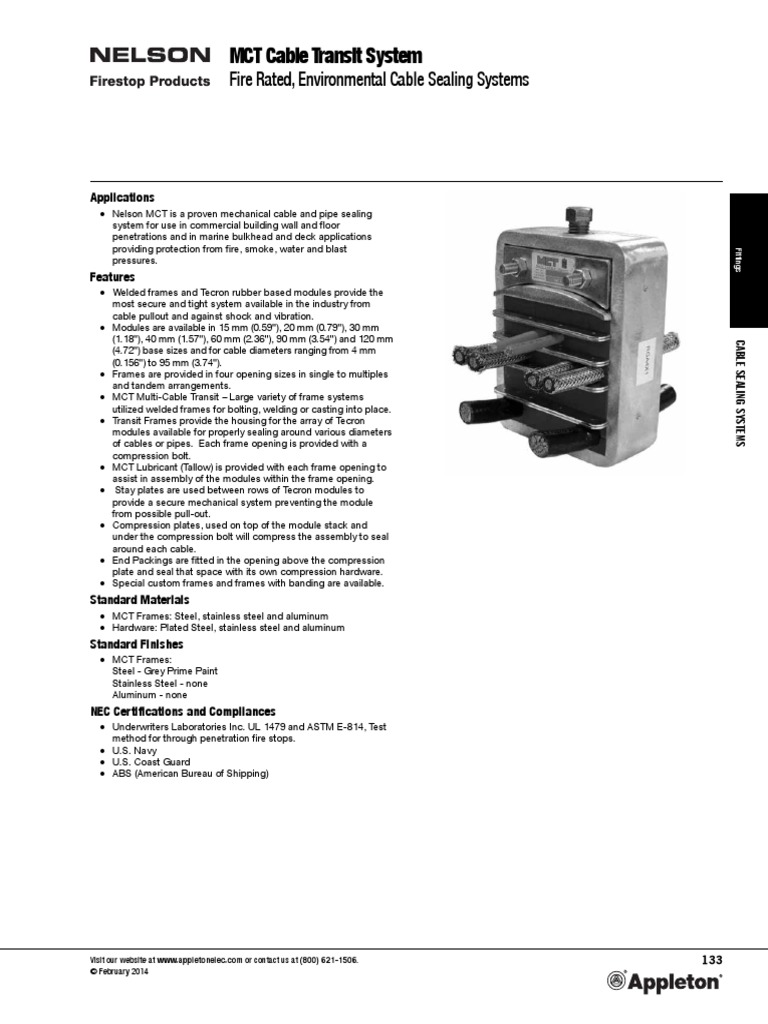 MCT Cable Transit System: Fire Rated, Environmental Cable Sealing ...