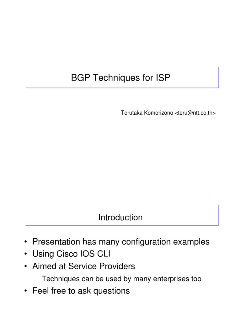 BGP Techniques For ISP | PDF | Ip Address | Router (Computing)