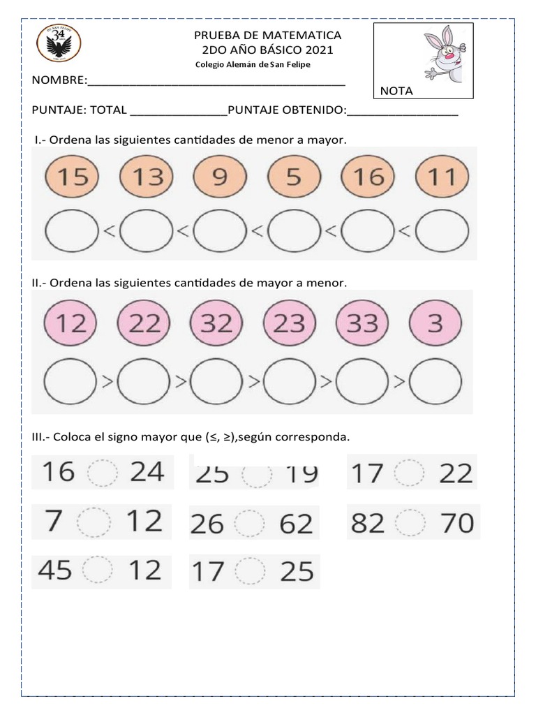 Prueba Unidad 1 Numeros | PDF | Métodos y materiales de enseñanza
