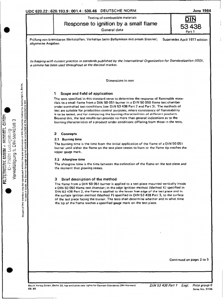 DIN 53438 - en - 1984-06-01 - 13177 | PDF | Combustion | Energy Technology