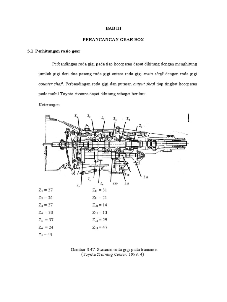 BAB III Gearbox Avanza | Download Free PDF | Machines | Kinematics