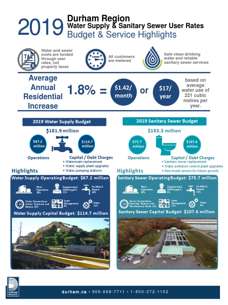 Durham Region 2019 Water and Sewer User Rate Brochure | PDF | Water ...