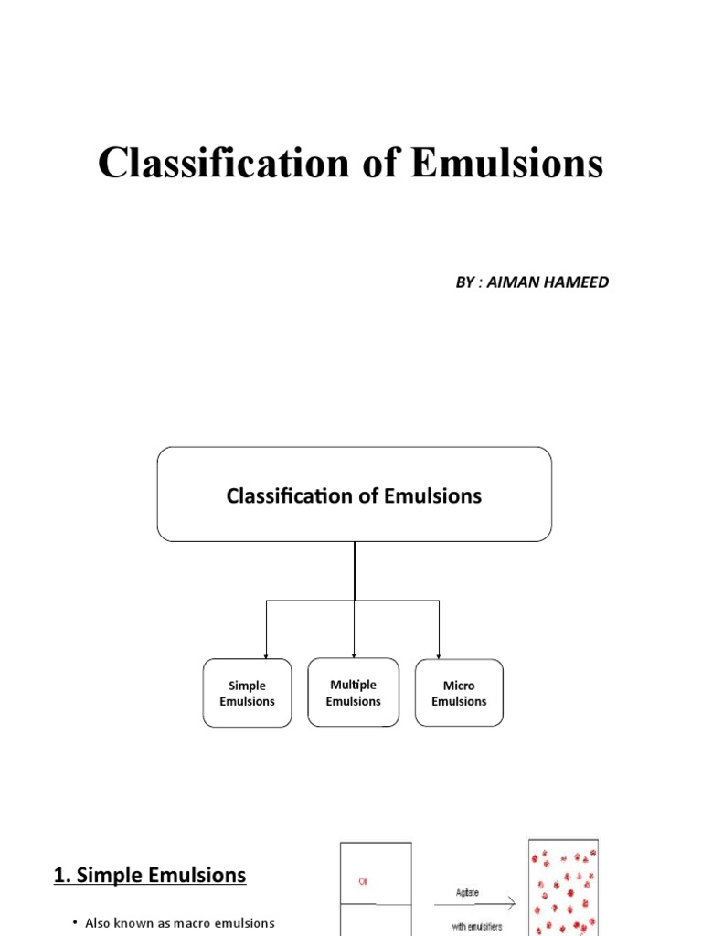 Classification of Emulsions | PDF | Emulsion | Surface Science