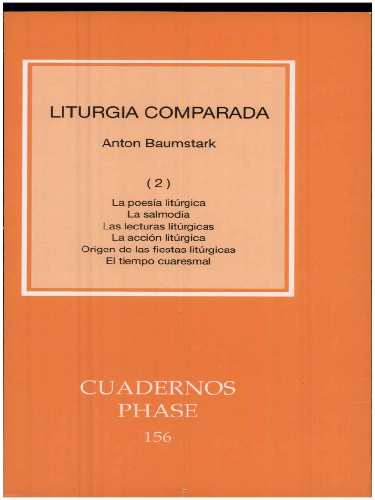 Cuadernos Phase 156 - Liturgia Comparada (II) - Baumstark | PDF