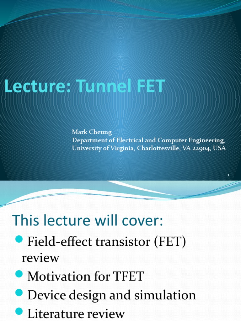 Tunnel FET - Learning Module Draft | PDF | Field Effect Transistor ...