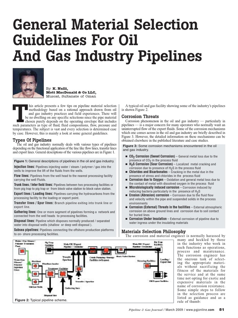 Guidelines for Pipeline Material Selection | PDF | Pipeline Transport ...