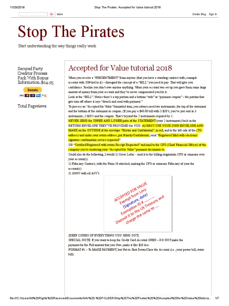 Accepted For Value Tutorial 2018 | PDF | Payments | Internal Revenue ...