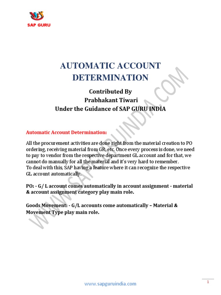 Automatic Account Determination | PDF | Valuation (Finance) | Computing