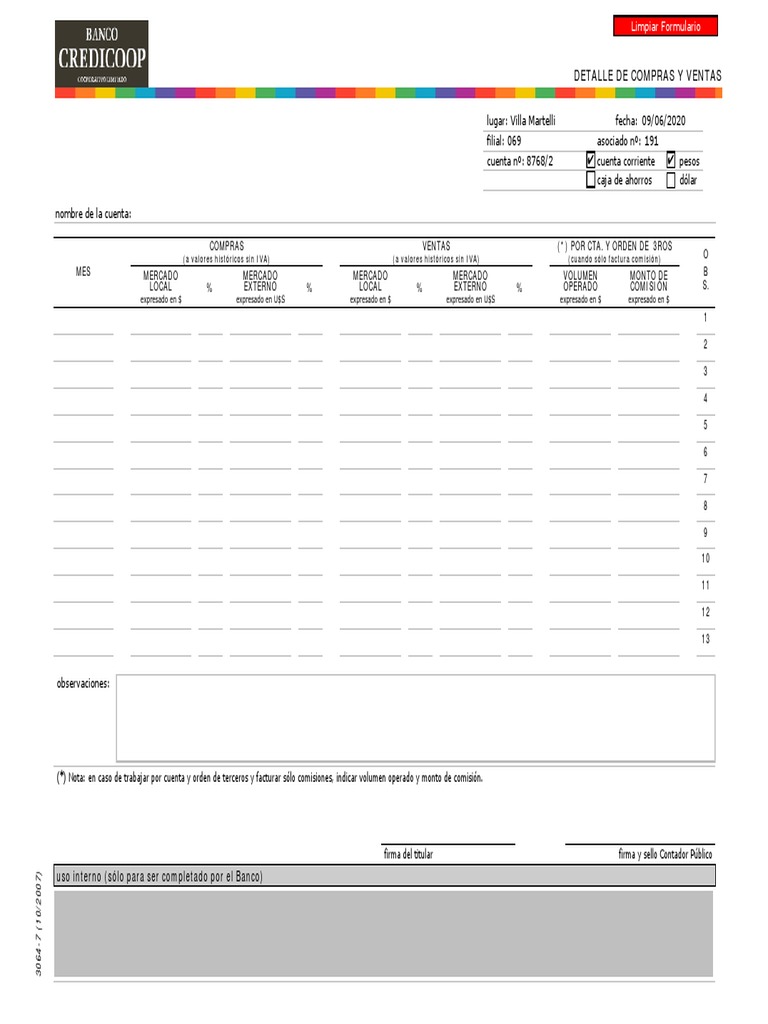 Formulario 3064 | PDF | Servicios financieros | Economias