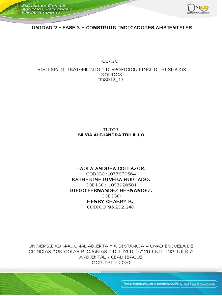 Fase 3 Grupo 358024 9 Construir Indicadores Ambientales | PDF | La contaminación del agua | Residuos