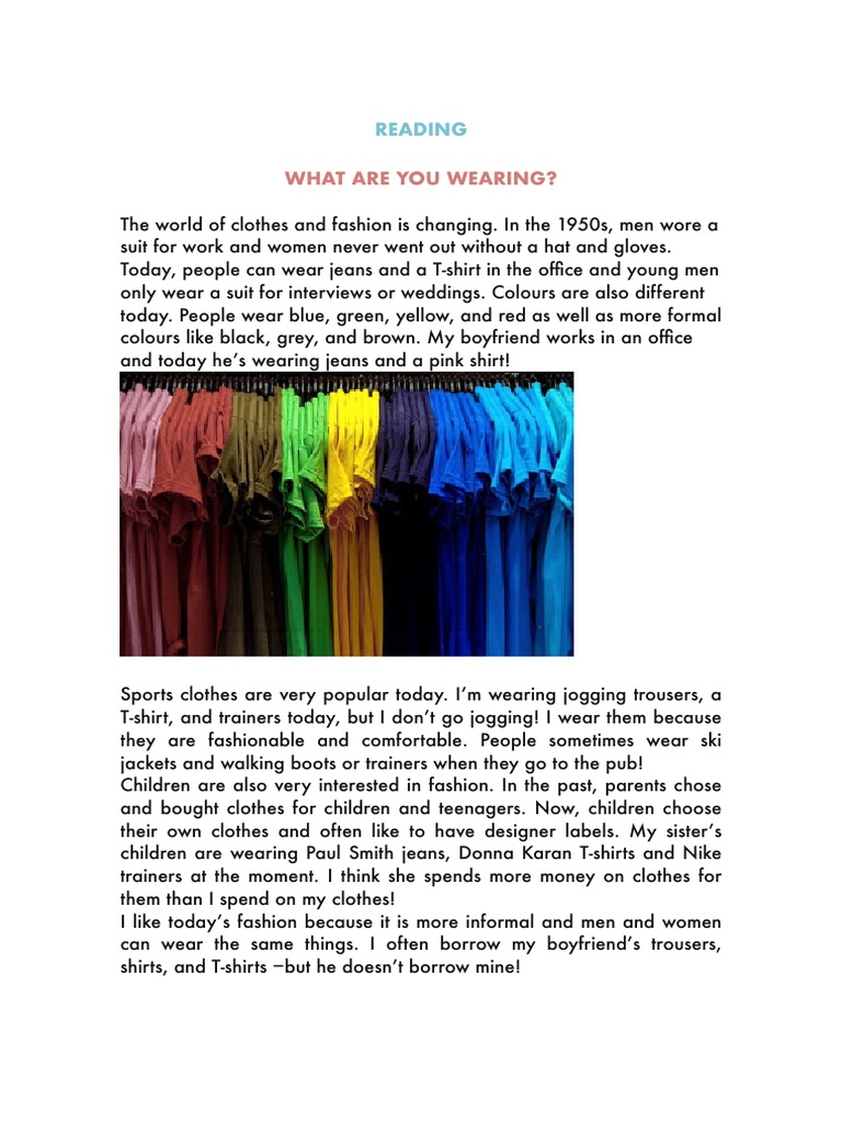 Reading - Clothes | PDF