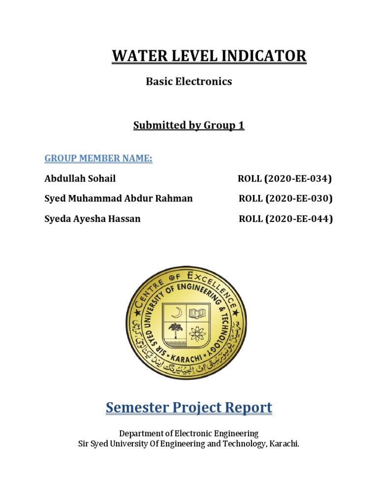 Water Level Indicator: Semester Project Report | PDF | Transistor ...
