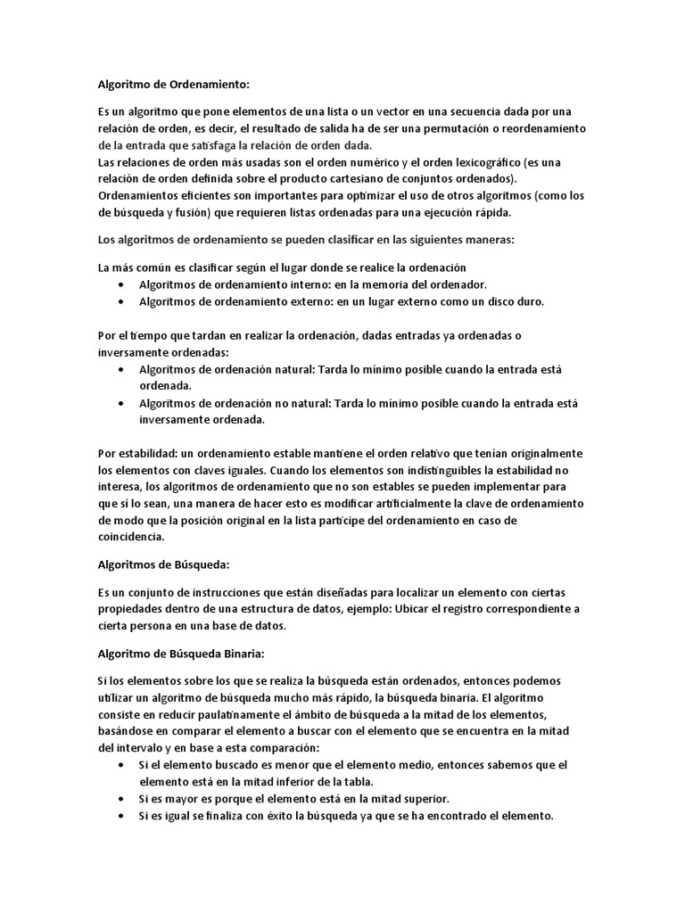 Algoritmo De Ordenamiento Y Busqueda Descargar Gratis Pdf Algoritmos Matemáticas Aplicadas