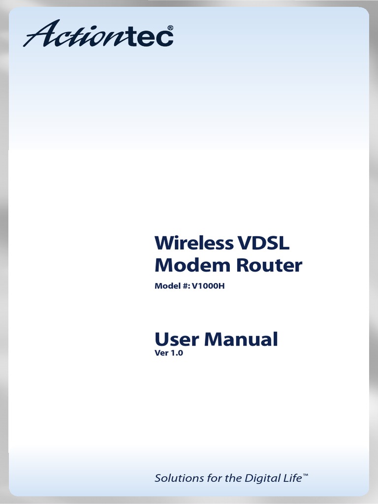 Actiontec Manual | PDF | Ip Address | Wireless Lan