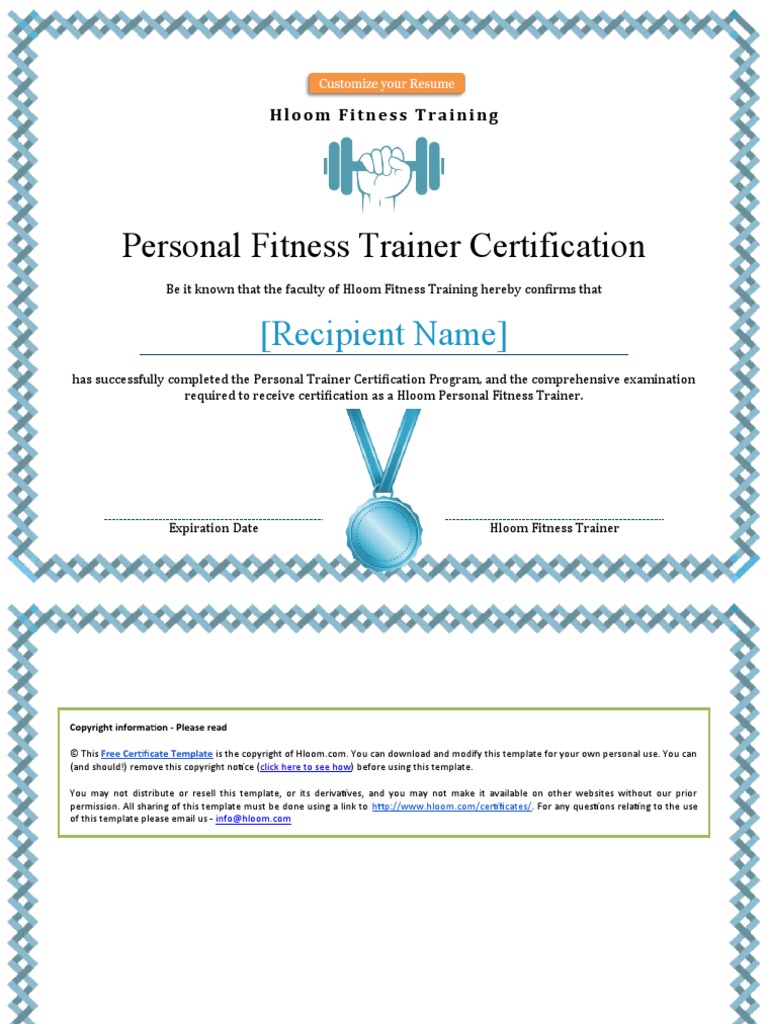 Fitness Training Certificate | PDF