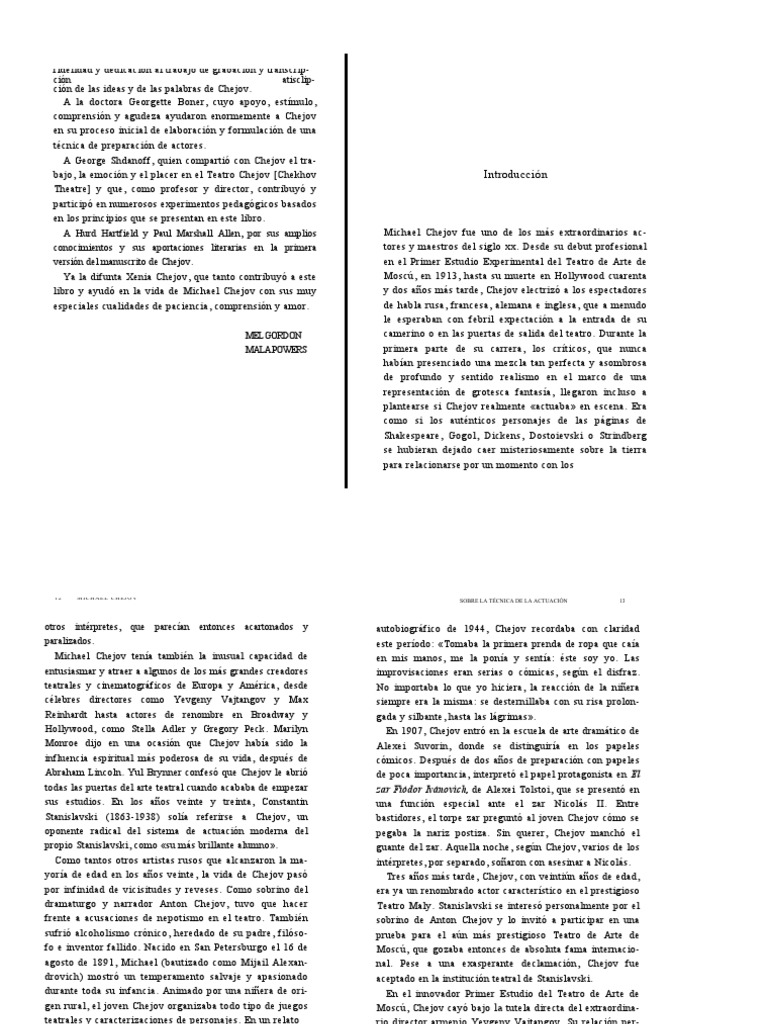 La Tecnica Del Actor Michael Chejov | PDF | Anton Chekhov | Teatro