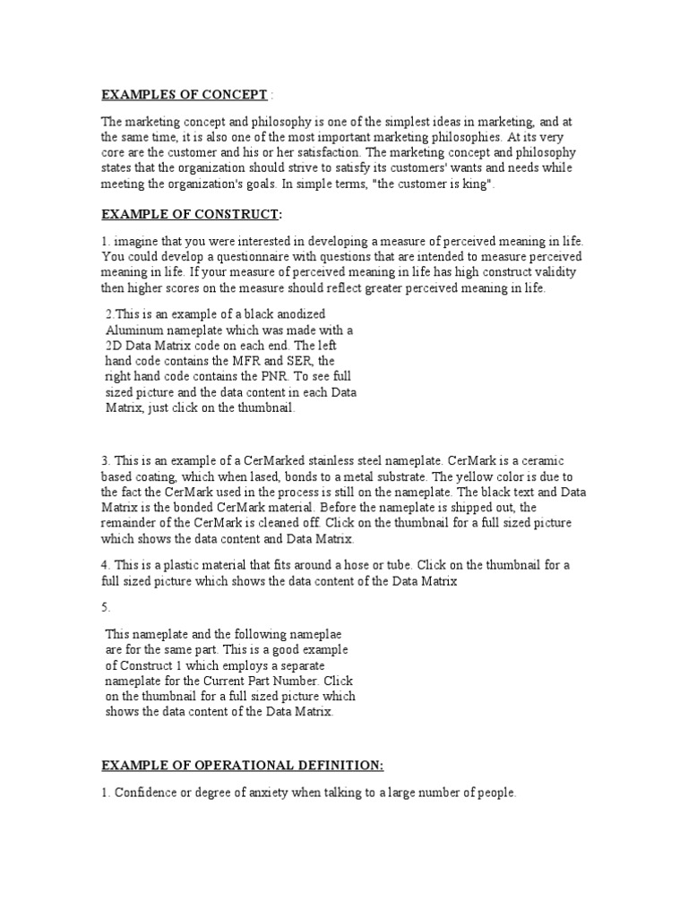 Examples of Concept | Download Free PDF | Psychology | Psychological ...