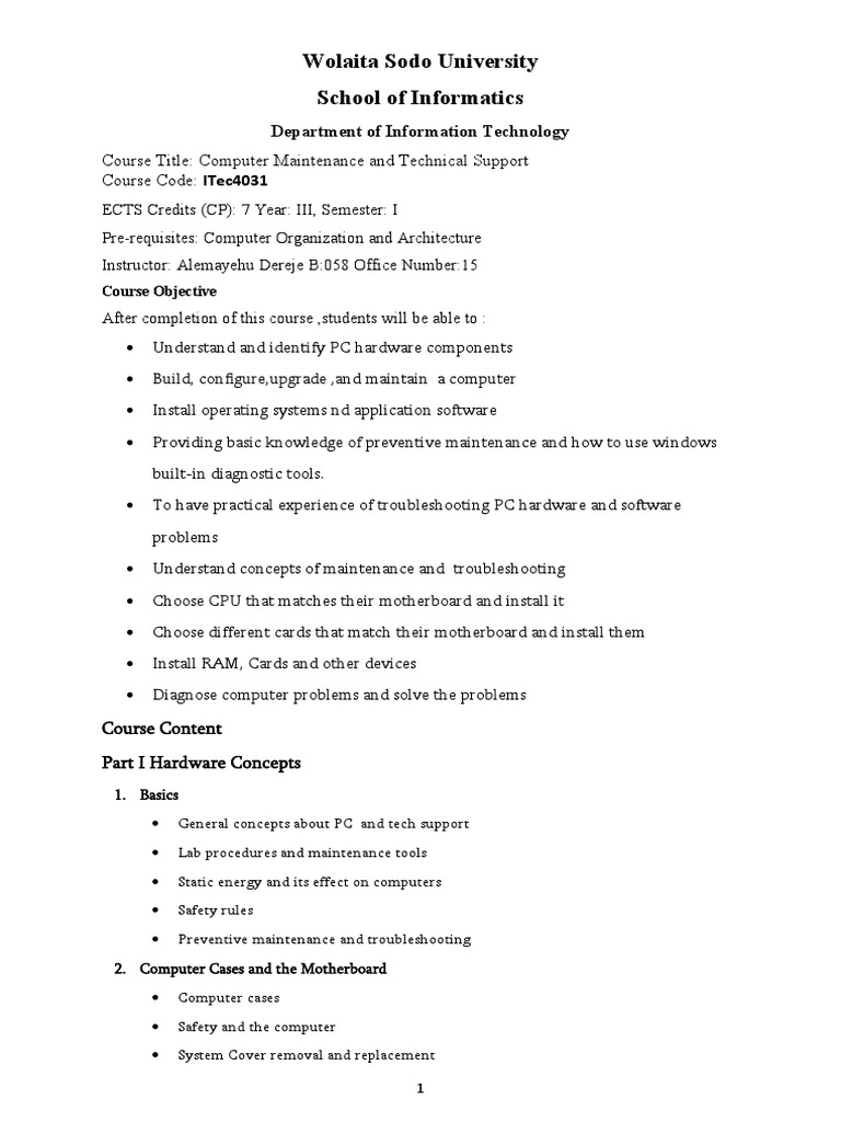 Wolaita Sodo University School of Informatics: Department of ...