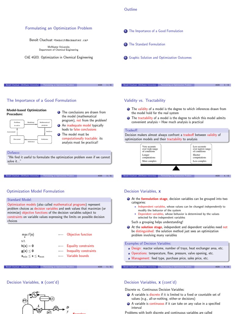 Outline: The Importance of A Good Formulation | PDF | Mathematical ...