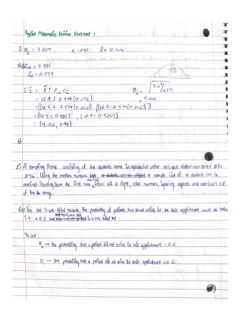 Applied Mathematics Revision Worksheet | PDF