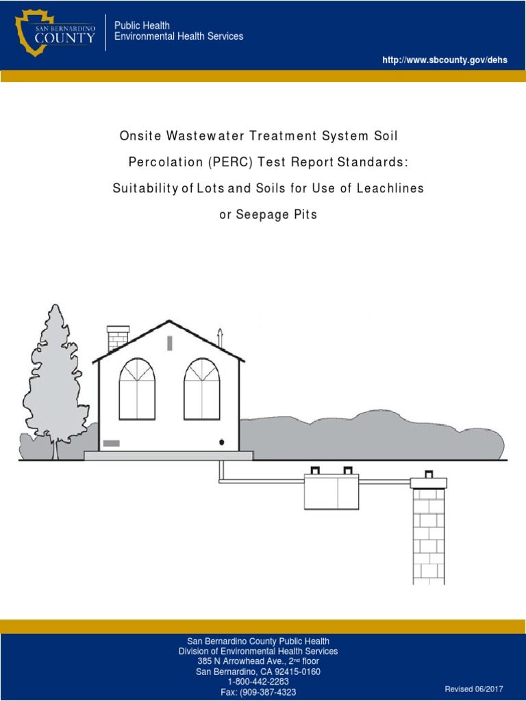 Onsite Wastewater Treatment System Soil Percolation Test Standards ...