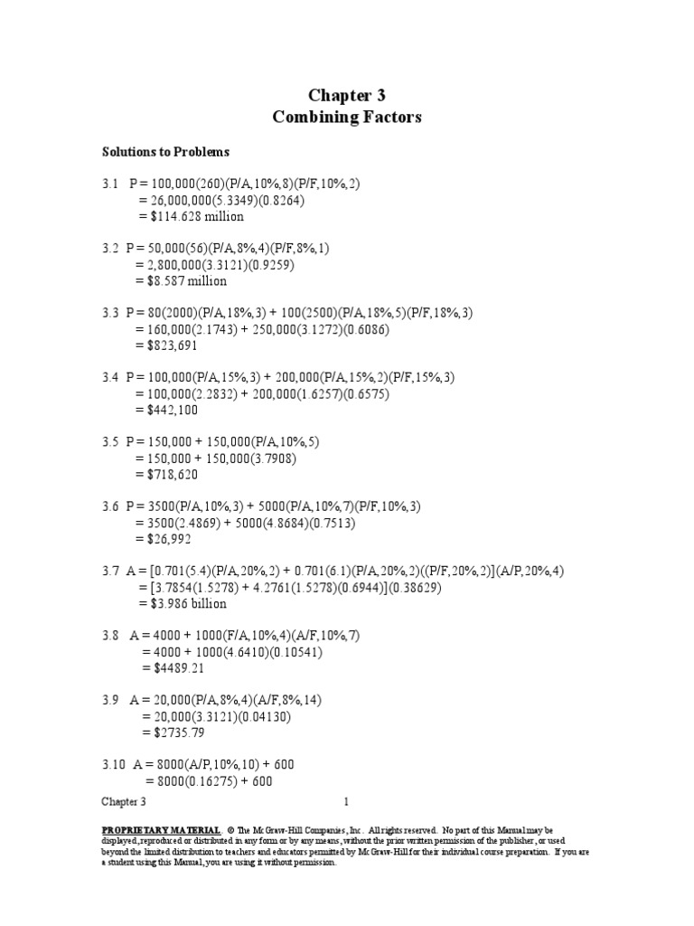 Combining Factors: Solutions To Problems | PDF | Business