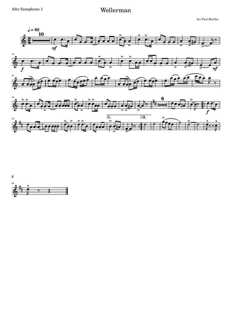 Wellerman-Alto Saxophone 1 | PDF