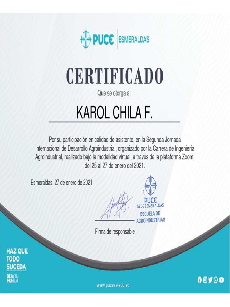 Microsoft Word - Certificado KAROL CHILA F | PDF