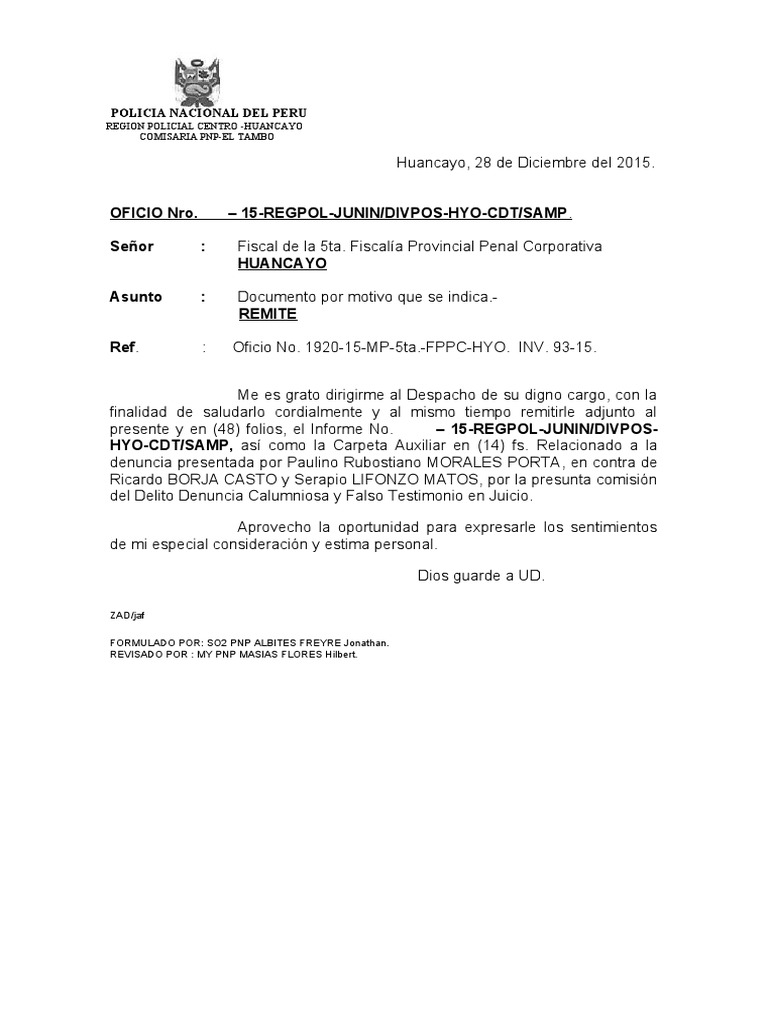 Informe Policial | PDF | Mala conducta | Crimen y violencia