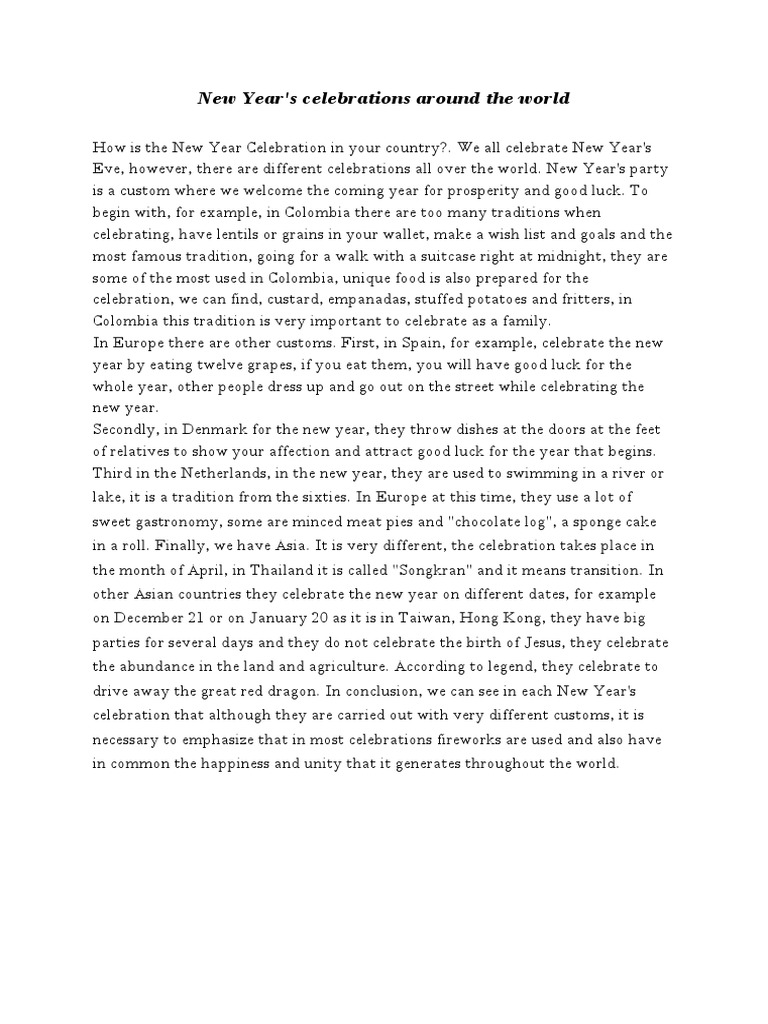 New Year's Celebrations Around The World | PDF