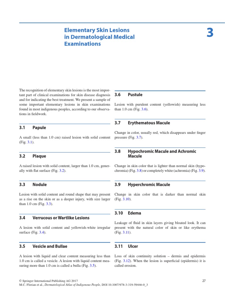 Elementary Skin Lesions | PDF | Dermatology | Organ (Anatomy)