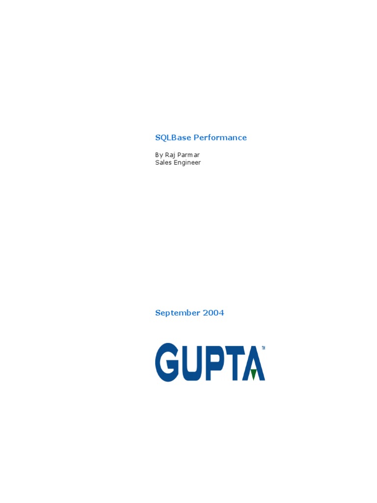 SQLBase Performance - Gupta Technologies | PDF | Database Index | Cache (Computing)