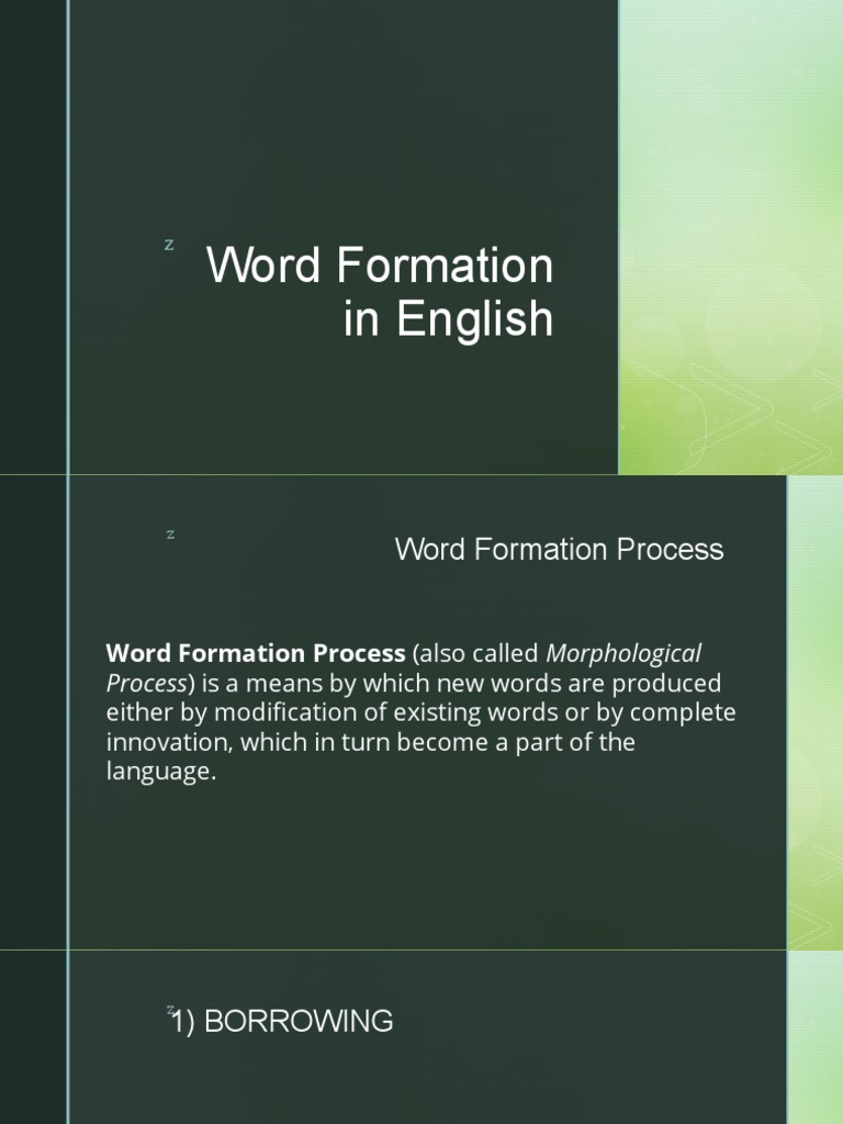 Word Formation Processes | PDF | Semantics | Linguistic Morphology