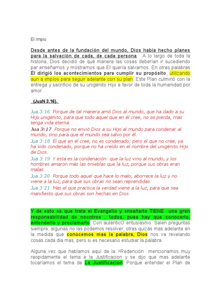 El Impio | PDF | Pecado | Justificación (teología)