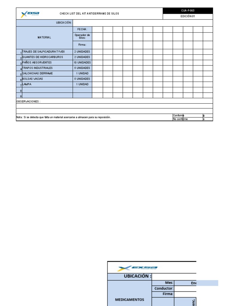 Cua-F-065 Check List Kit Antiderrame | PDF | Bienestar | Medicina