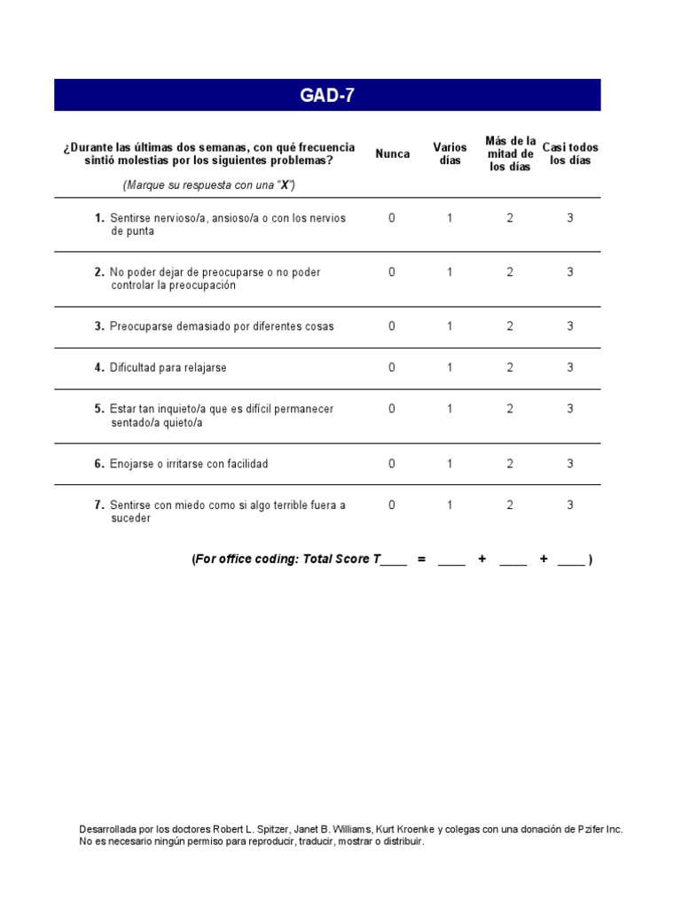GAD7 - Spanish For Argentina | PDF