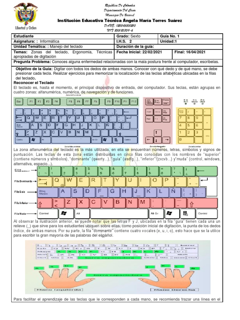 Guía de Mecanografía y Ergonomía | PDF | Teclado | Síndrome del túnel ...