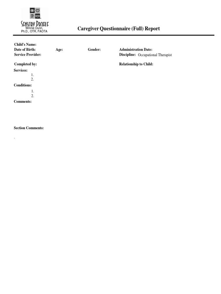 Winnie Dunn Sensory Profile PDF | PDF | Perception | Subjective Experience Winnie Dunn Sensory Profile PDF | PDF | Perception | Subjective Experience