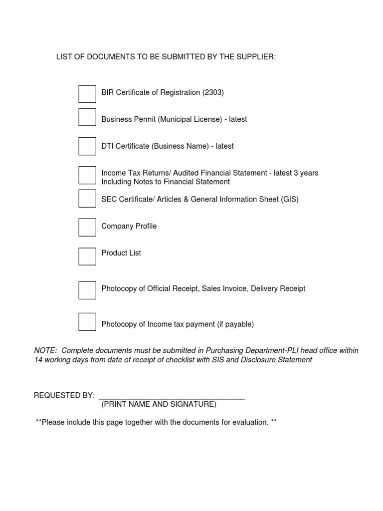 DOCUMENTS FOR SUPPLIER ACCREDITATION Final | PDF | Receipt | Sole ...