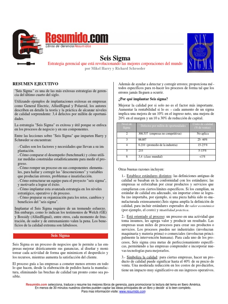 Seis Sigma | PDF | Six Sigma | Calidad (comercial)