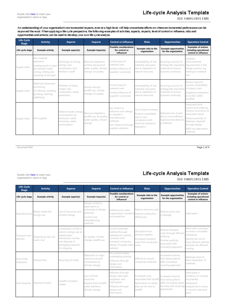Life Cycle Analysis Template | PDF | Life Cycle Assessment | Recycling