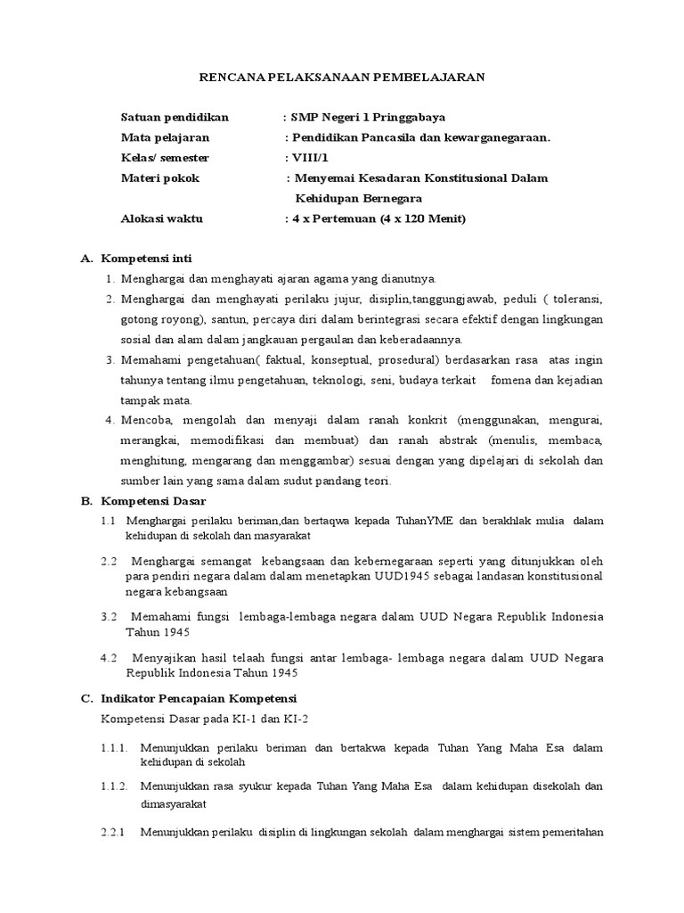 RPP KLS 8 Bab Ii | PDF