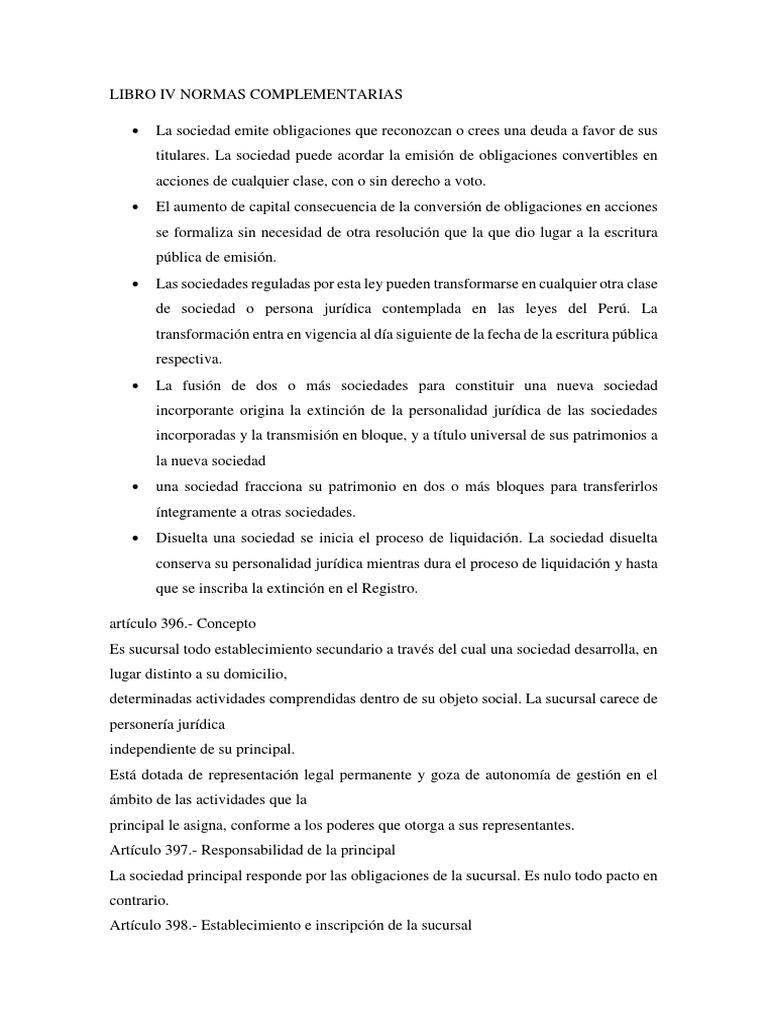 Libro Iv Normas Complementarias | PDF | Sociedad de responsabilidad limitada | Justicia