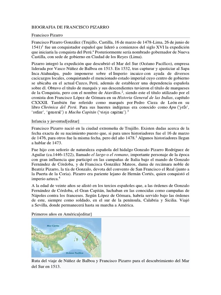 Biografia de Francisco Pizarro | Descargar gratis PDF | Francisco ...