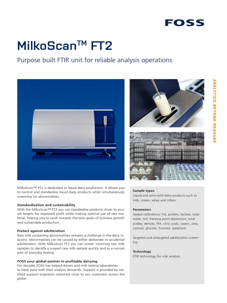 Milkoscan Ft2: Purpose Built Ftir Unit For Reliable Analysis Operations | PDF | Milk | Sucrose