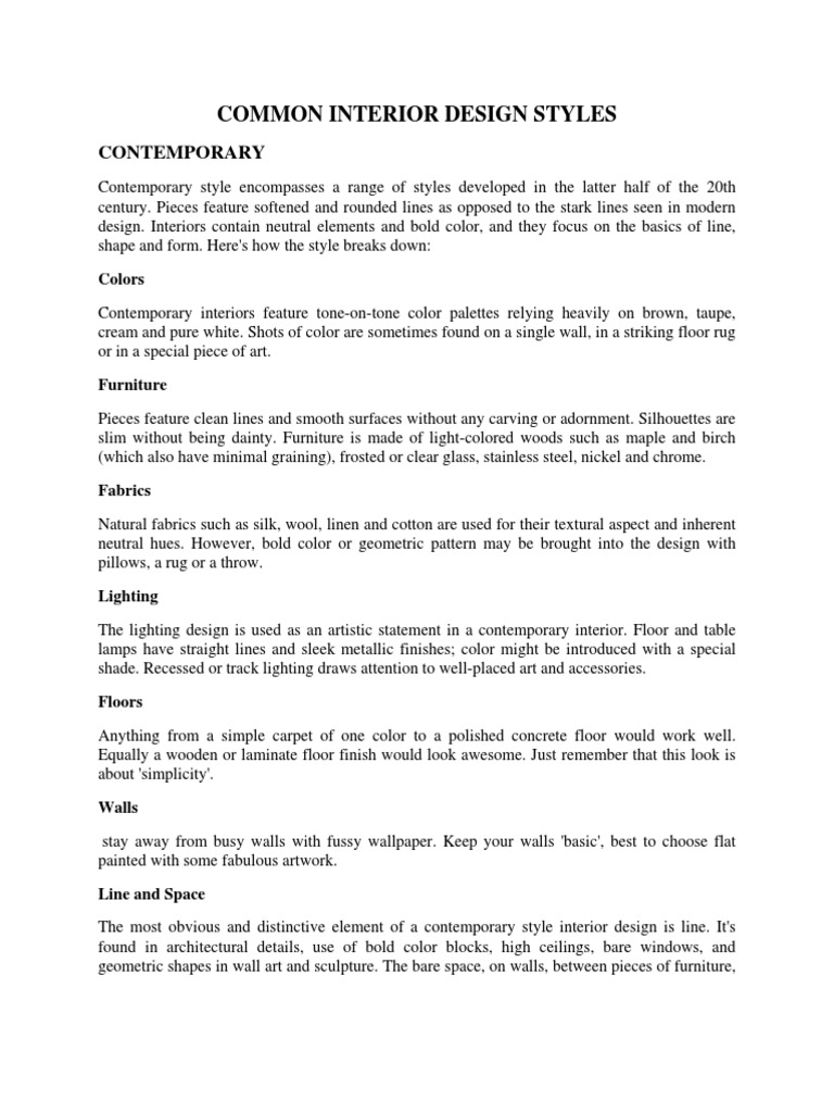 Guide to Popular Interior Design Styles | PDF | Decorative Arts ...